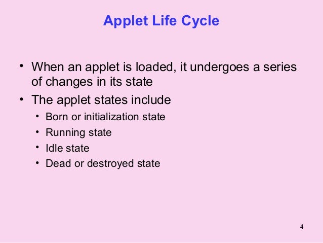 Applet life cycle