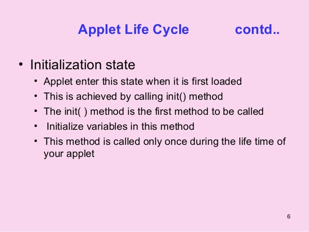 Applet life cycle