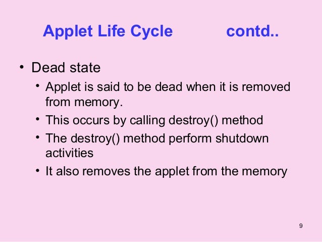 Applet life cycle