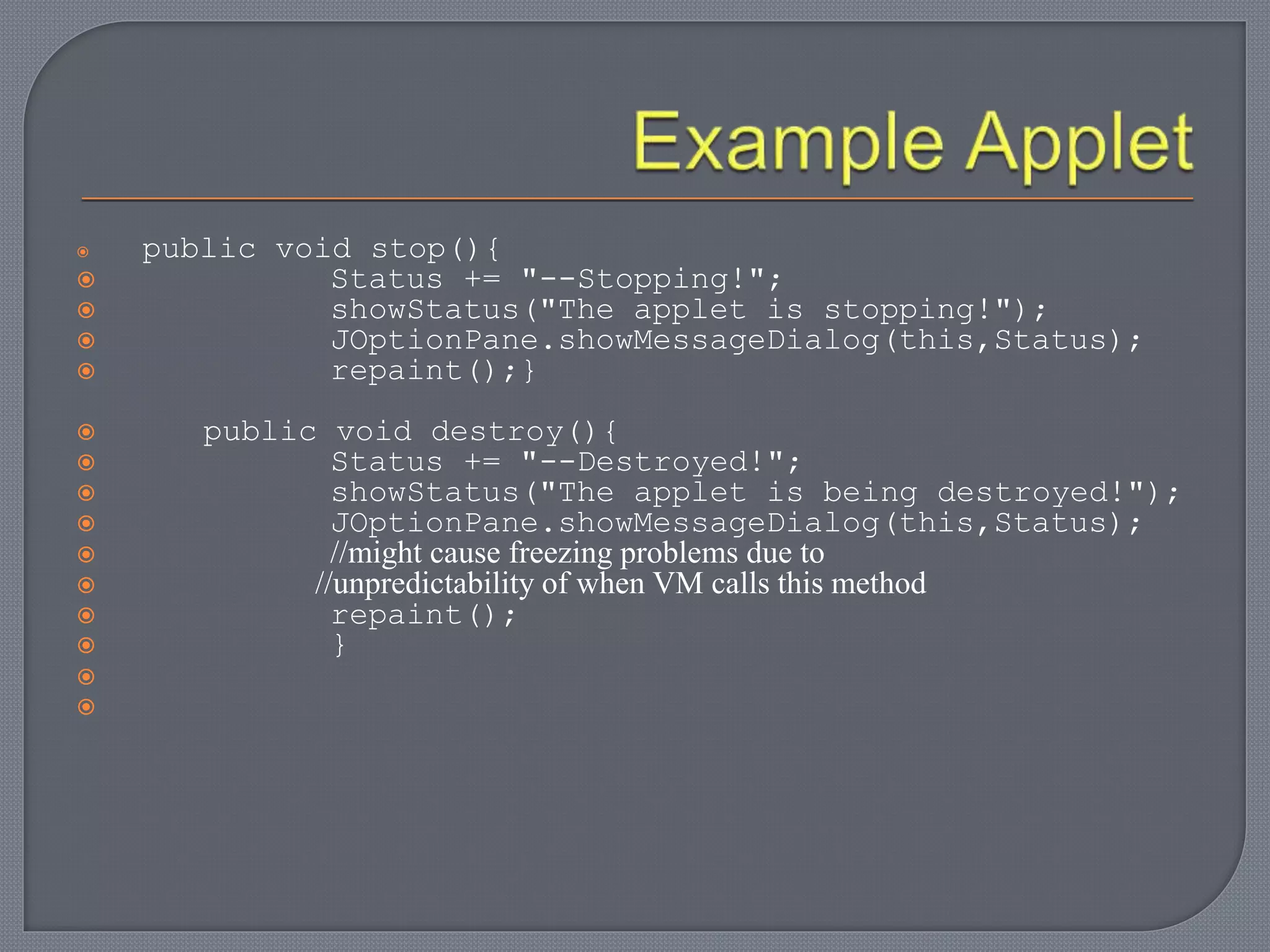 Applet life cycle | PPTX
