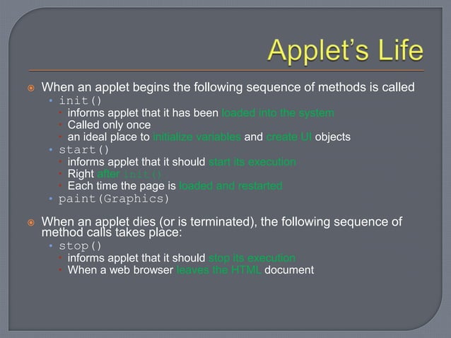 Applet Life Cycle Ppt 