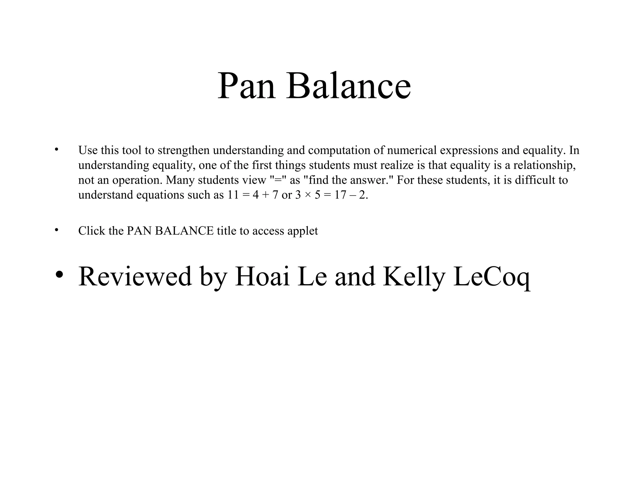Pan Balance | PPT