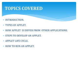 Applets in Java | PPT