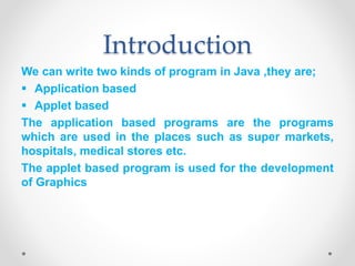 Applet programming1 | PPTX | Programming Languages | Computing