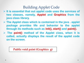 Applet programming1 | PPTX | Programming Languages | Computing