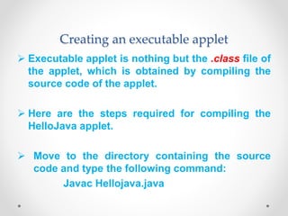 Applet programming1 | PPTX | Programming Languages | Computing