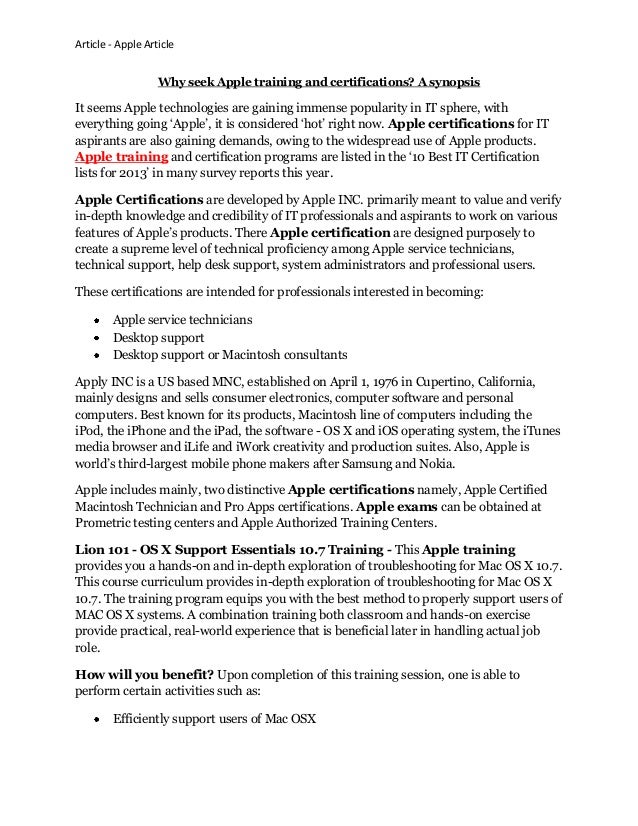 Apple training and certification 2013