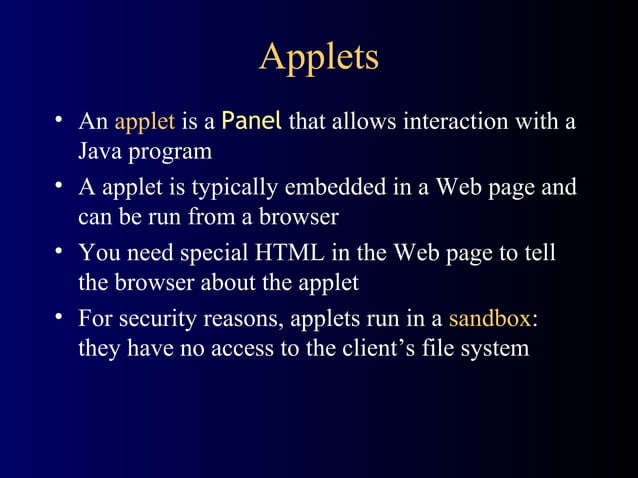 Applets | PPT