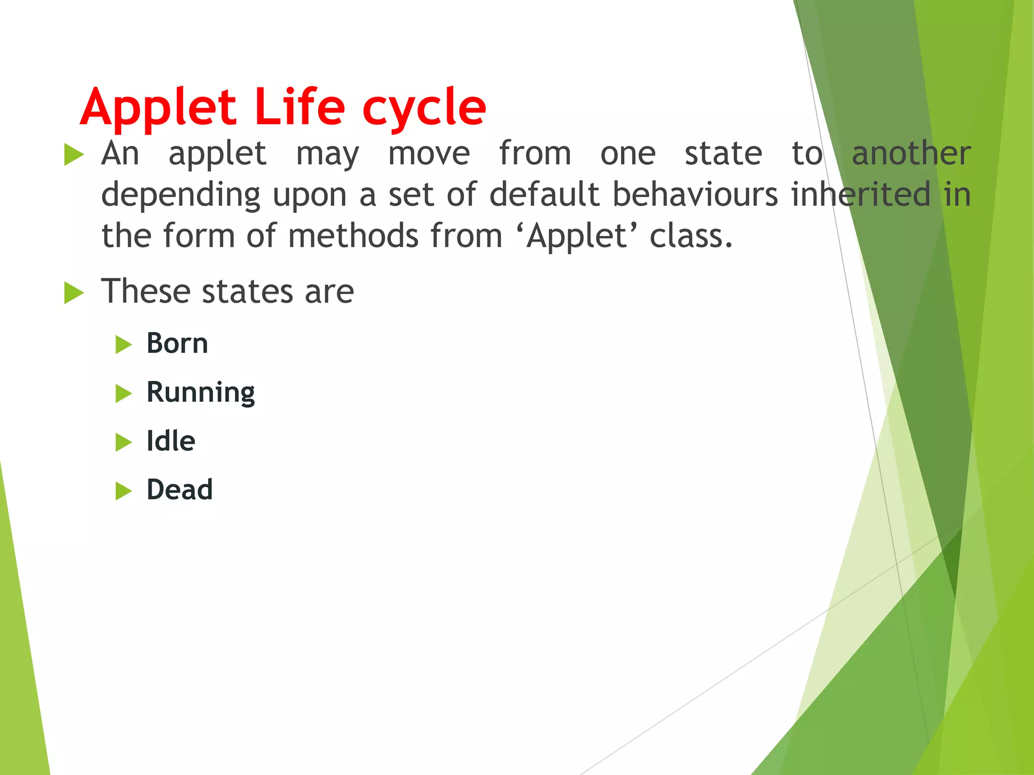 Applets In Java Pptx Programming Languages Computing