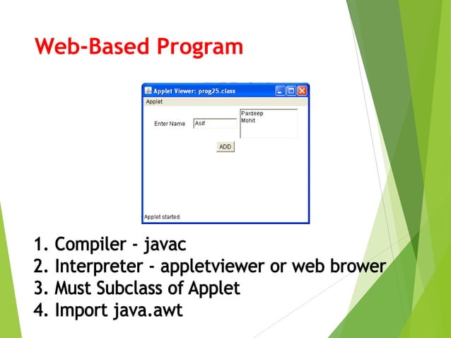 Applets in java | PPTX | Programming Languages | Computing