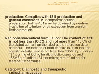 application of radiopharmaceuticals by Shivkant Patel | PPTX