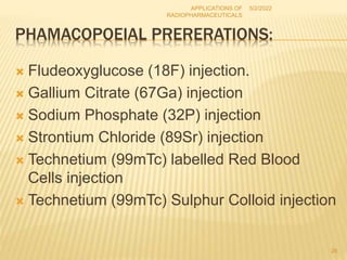 application of radiopharmaceuticals by Shivkant Patel | PPTX