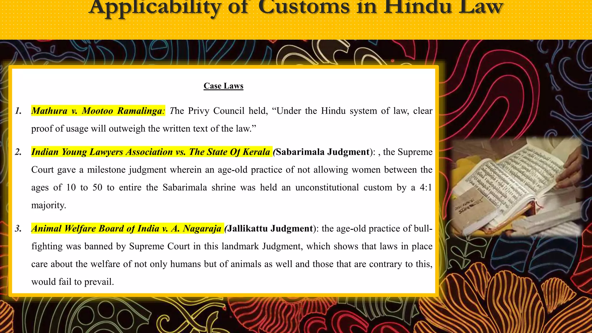 Applicability of Customs in Indian Laws by Madhuparna Ray | PPTX