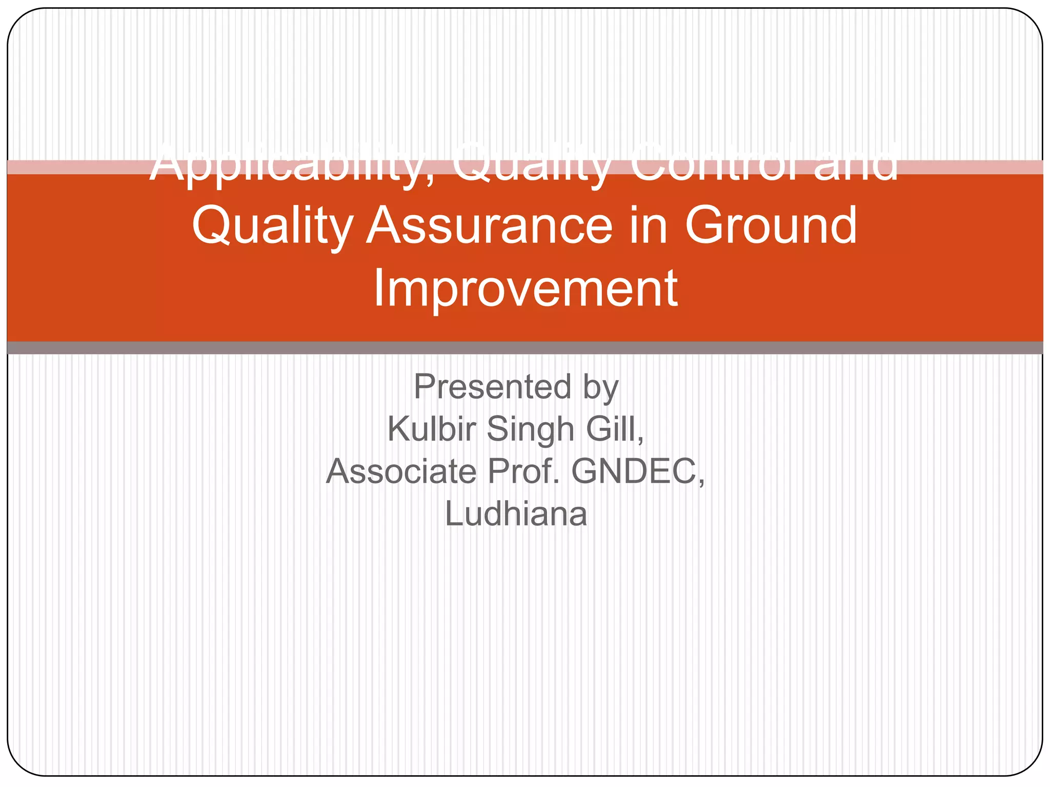 Applicability, quality control and quality assurance in | PPTX