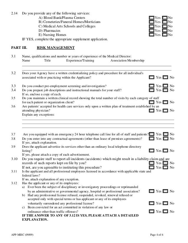 Professional Liability Insurance Application for Allied and Miscellan…