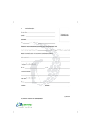 Application Form of M3M Golf Estate | PDF