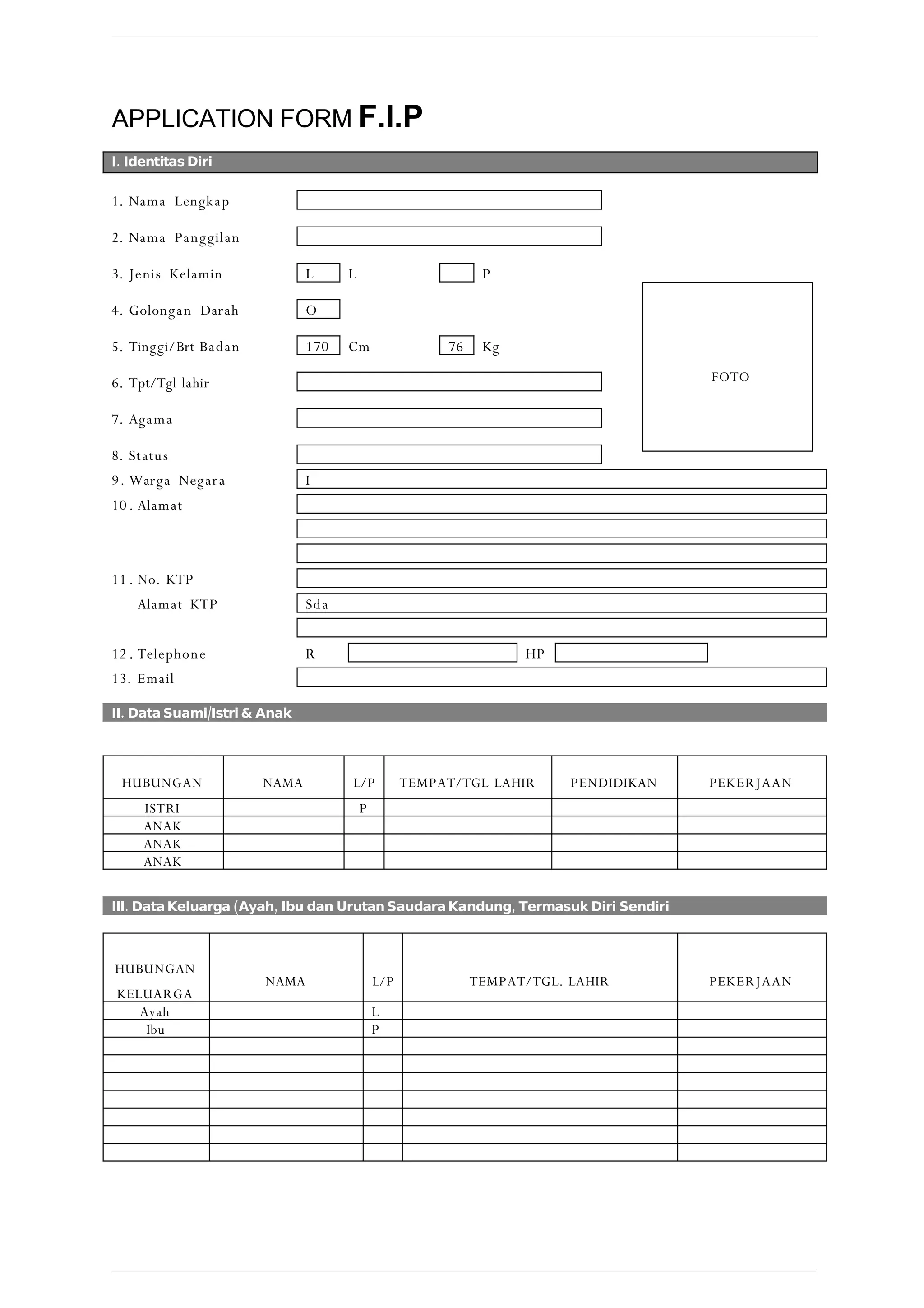 Application Form Fip | PDF