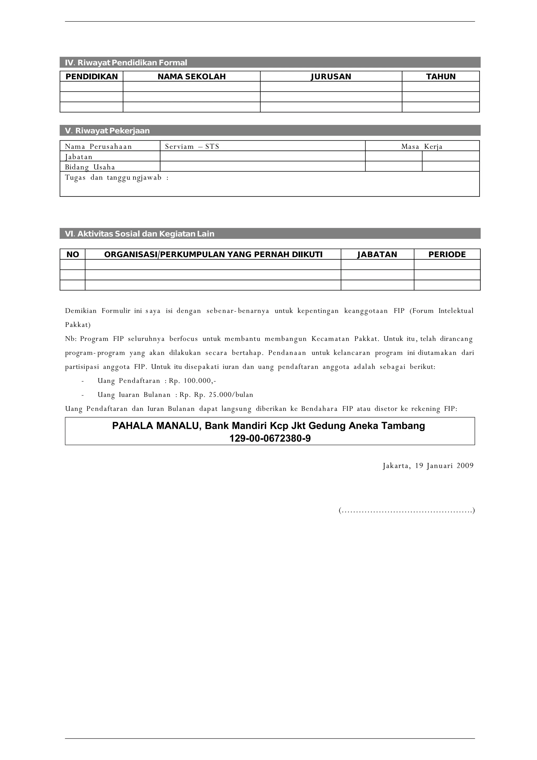 Application Form Fip | PDF