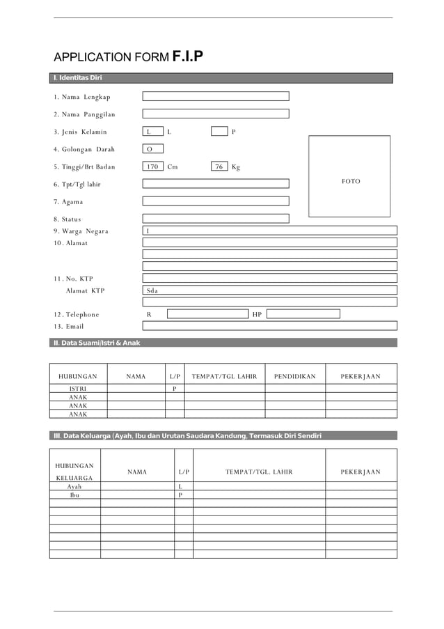 Application Form Fip | PDF