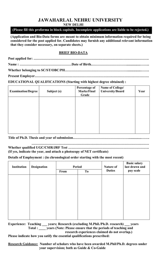 Application form-of-asst-jnu2 | PDF