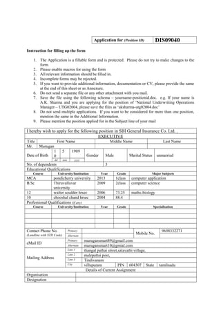 Application form-sbi-general-insurance-manager-executive-and-other ...
