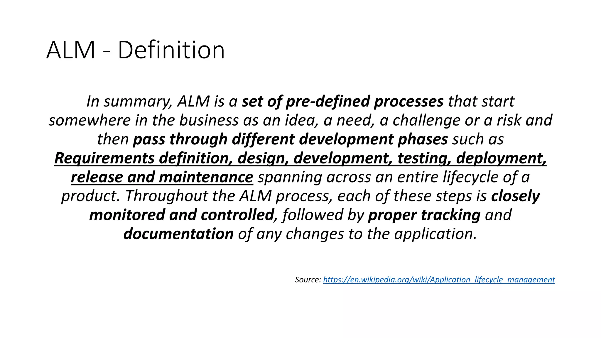 Application Lifecycle Management (ALM), by Marco Silva | PPTX