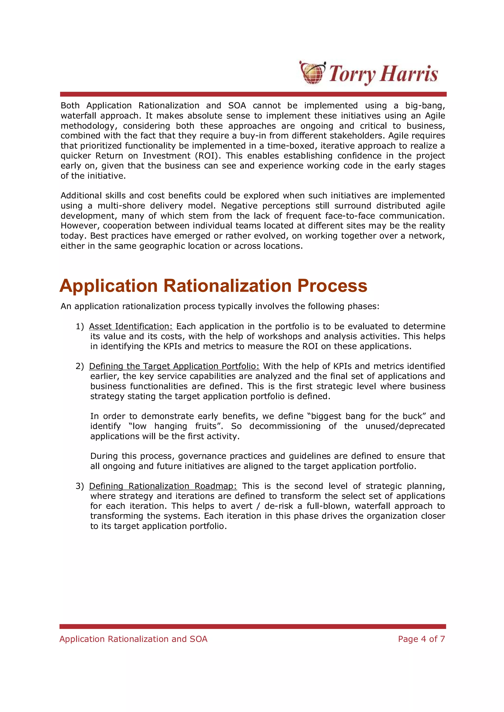 Application Rationalization | Torry Harris Whitepaper | PDF