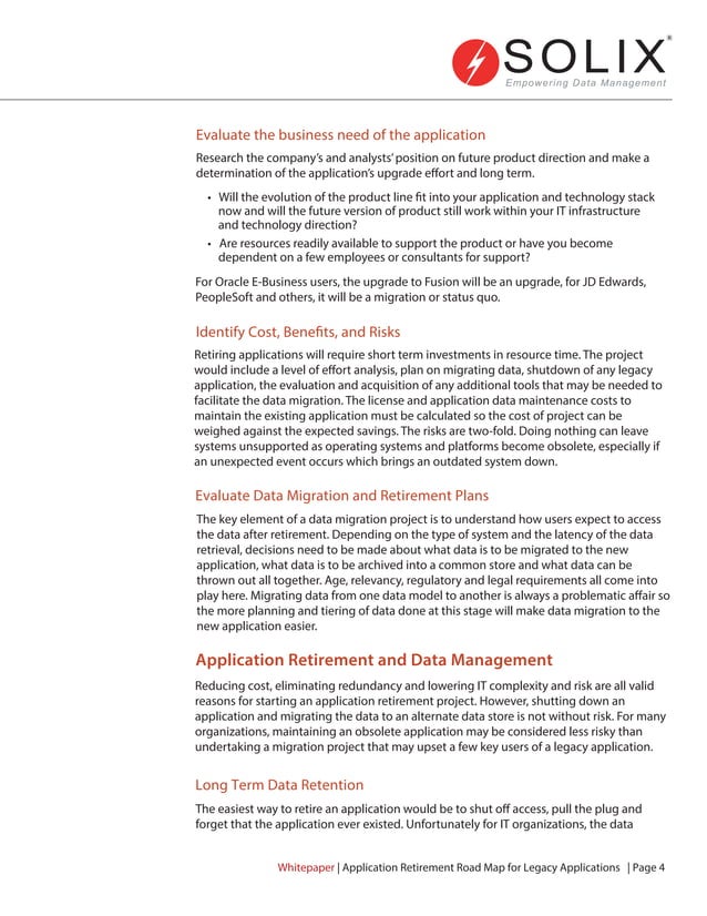 Application Retirement – Road Map for Legacy Applications | PDF