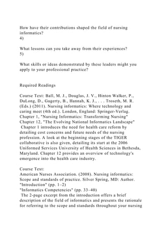 Application 1 Nursing Informatics Pioneers One of the major dri.docx