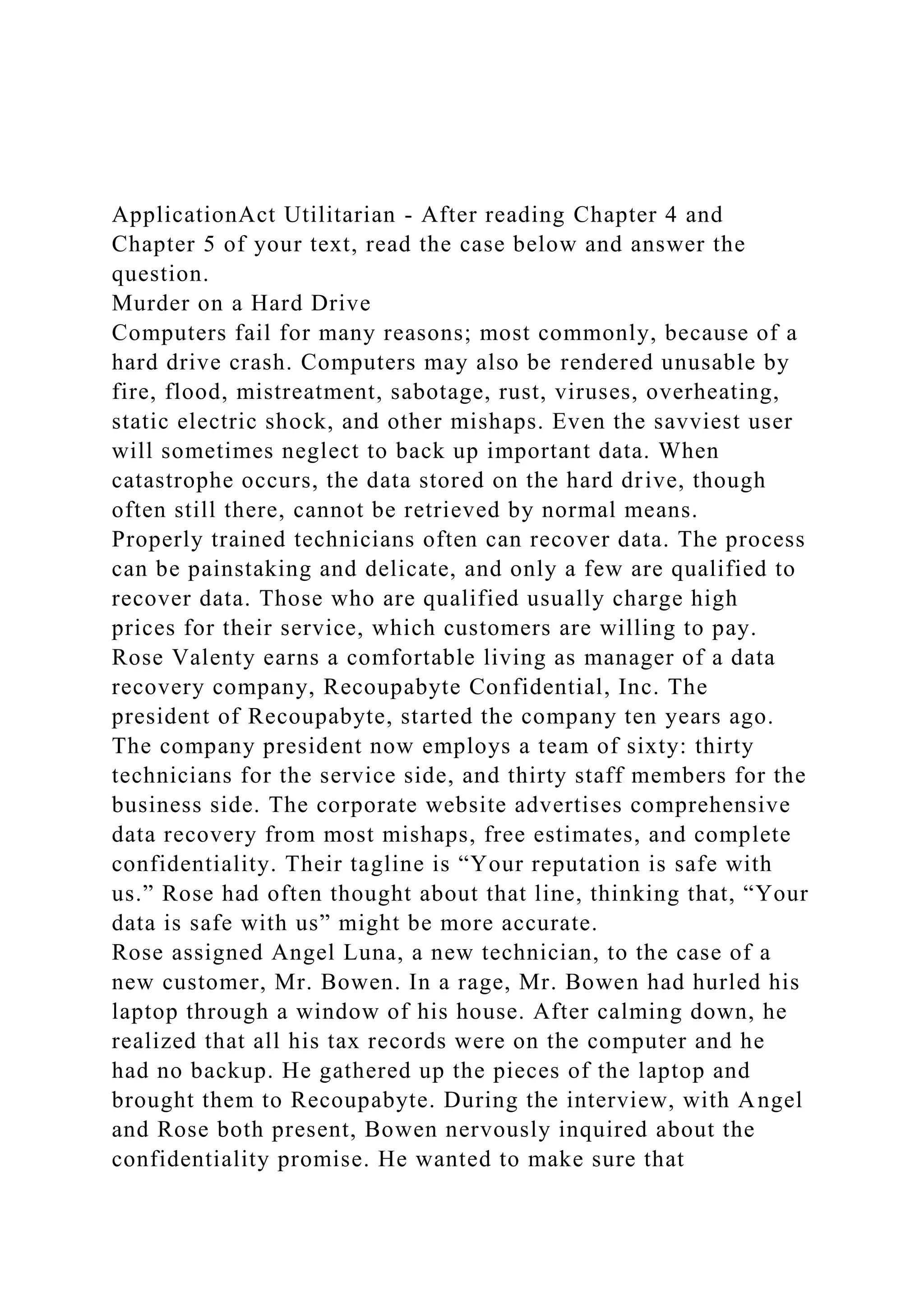 ApplicationAct Utilitarian - After reading Chapter 4 and Chapter.docx