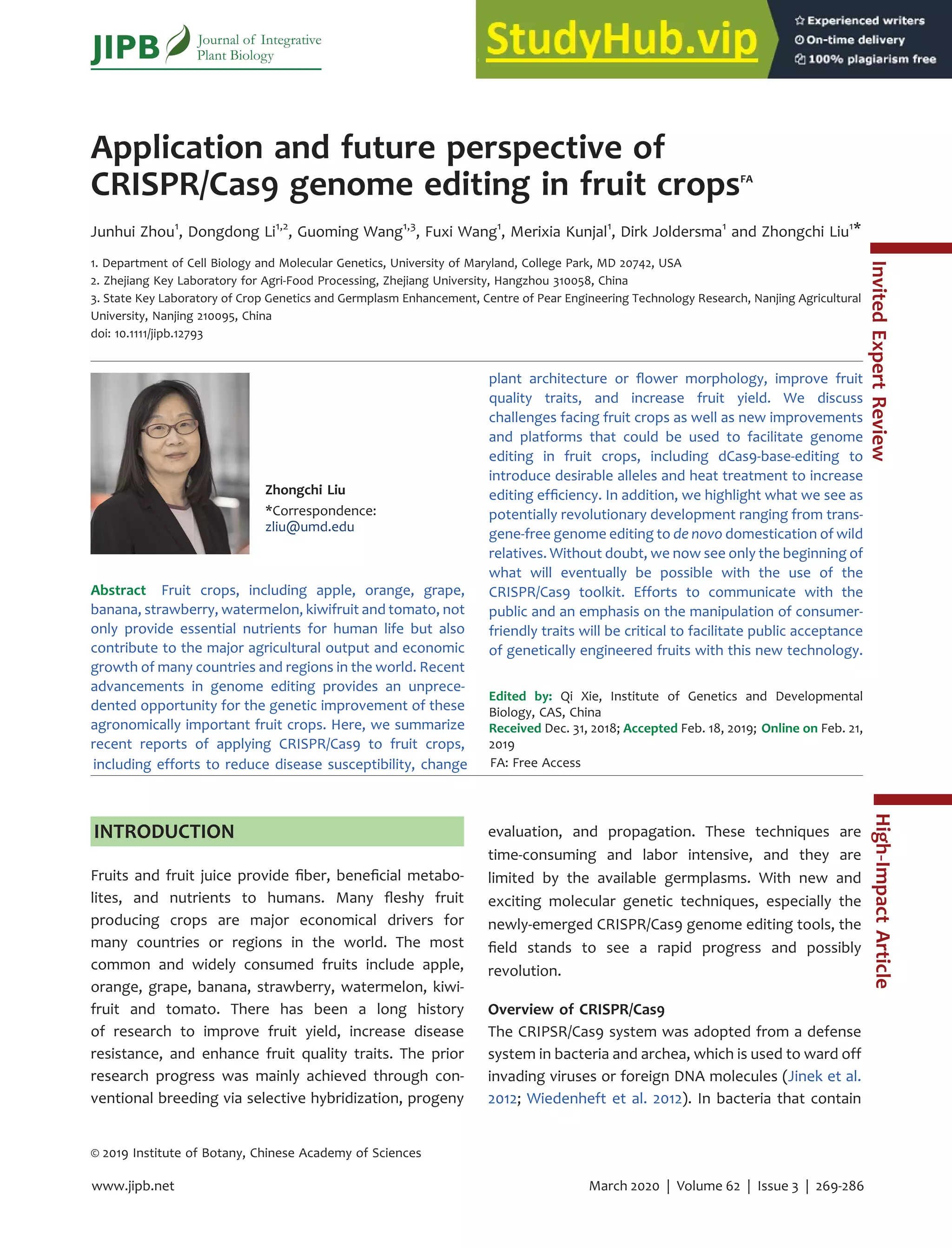 Application And Future Perspective Of CRISPR Cas9 Genome Editing In ...