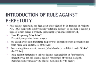 Application and relevance of rule against perpetuity | PPTX