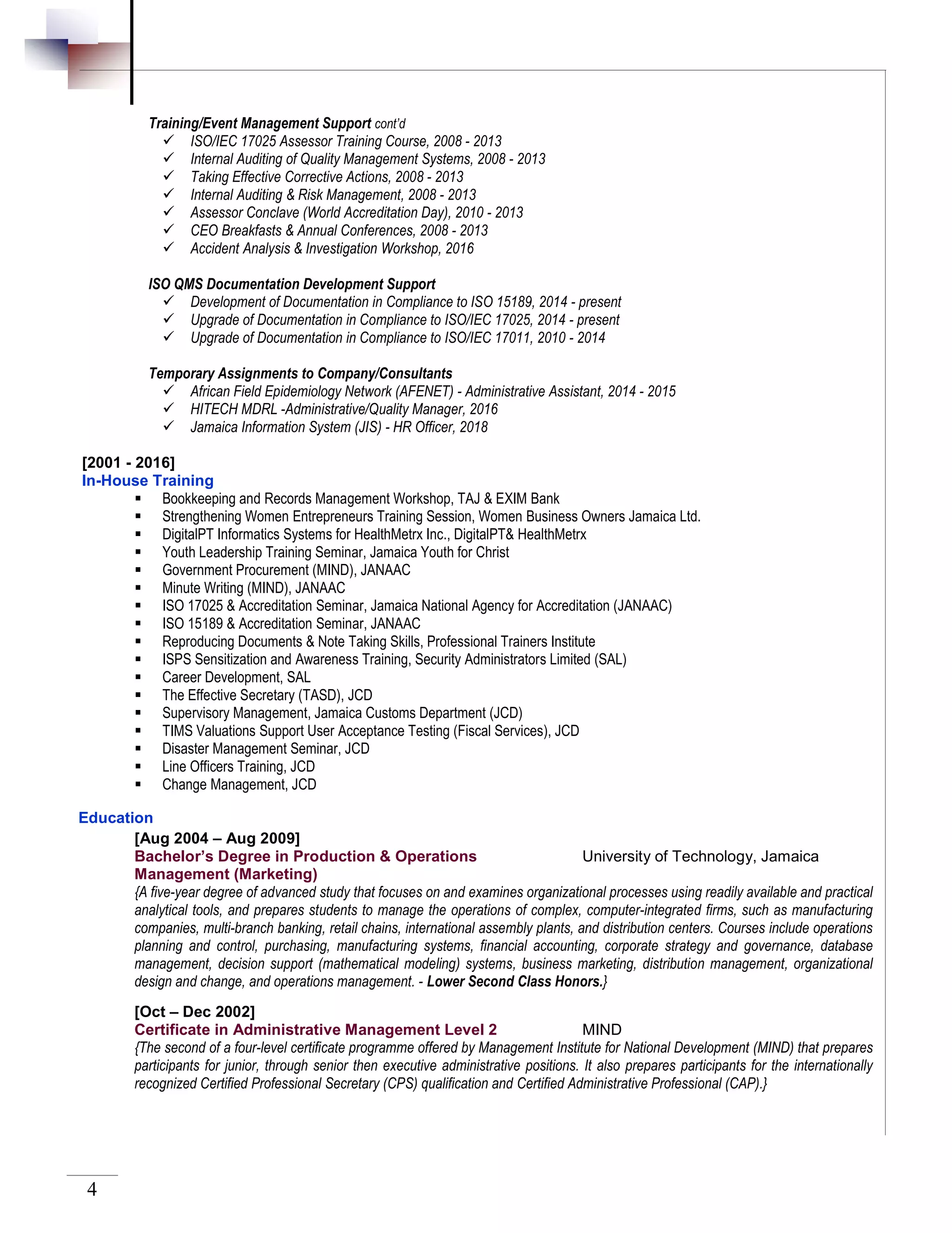 Application & Resume - Sandra Carr-Moore 2018 lg | PDF