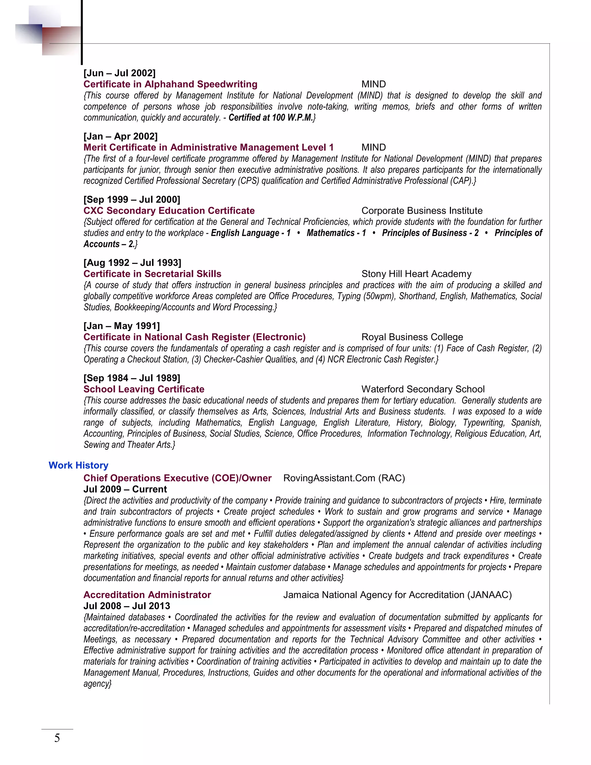 Application & Resume - Sandra Carr-Moore 2018 lg | PDF