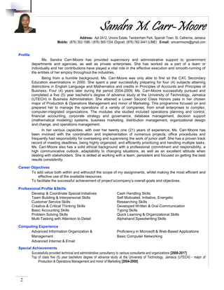 Application & Resume - Sandra Carr-Moore 2018 lg | PDF