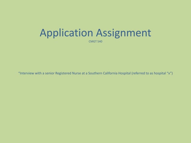 Application assignment, CMGT500 | PPT