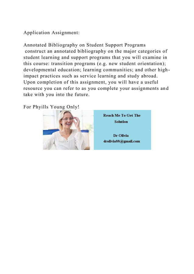 Application AssignmentAnnotated Bibliography on Student Support.docx
