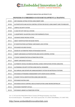 Final year ece,eee,mechanical project at Bangalore | DOC
