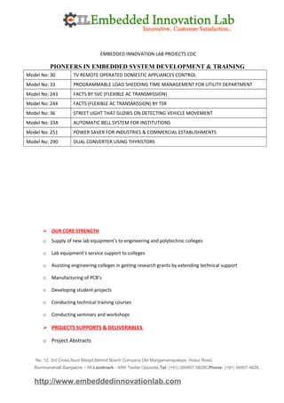 Final year ece,eee,mechanical project at Bangalore | DOC