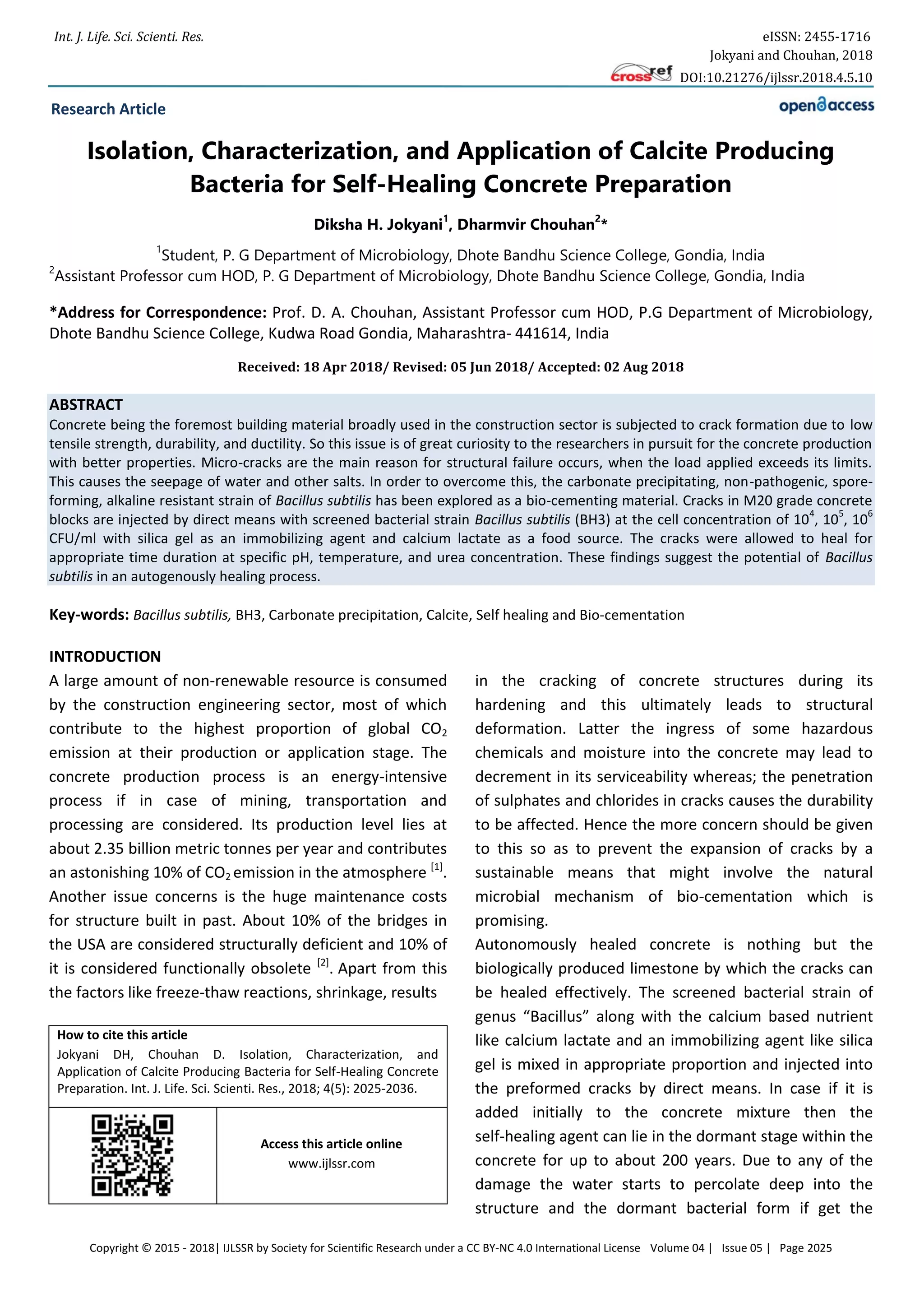 Isolation Characterization And Application Of Calcite Producing