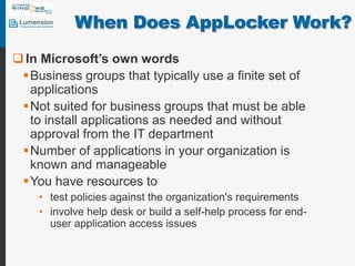 Windows 7 AppLocker: Understanding its Capabilities and Limitations | PPT