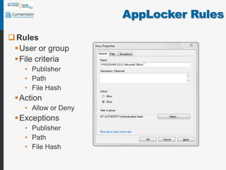 Windows 7 AppLocker: Understanding its Capabilities and Limitations | PPT