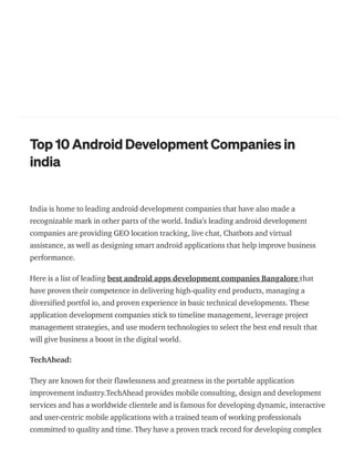Top 10 Android Development Companies in india | PDF