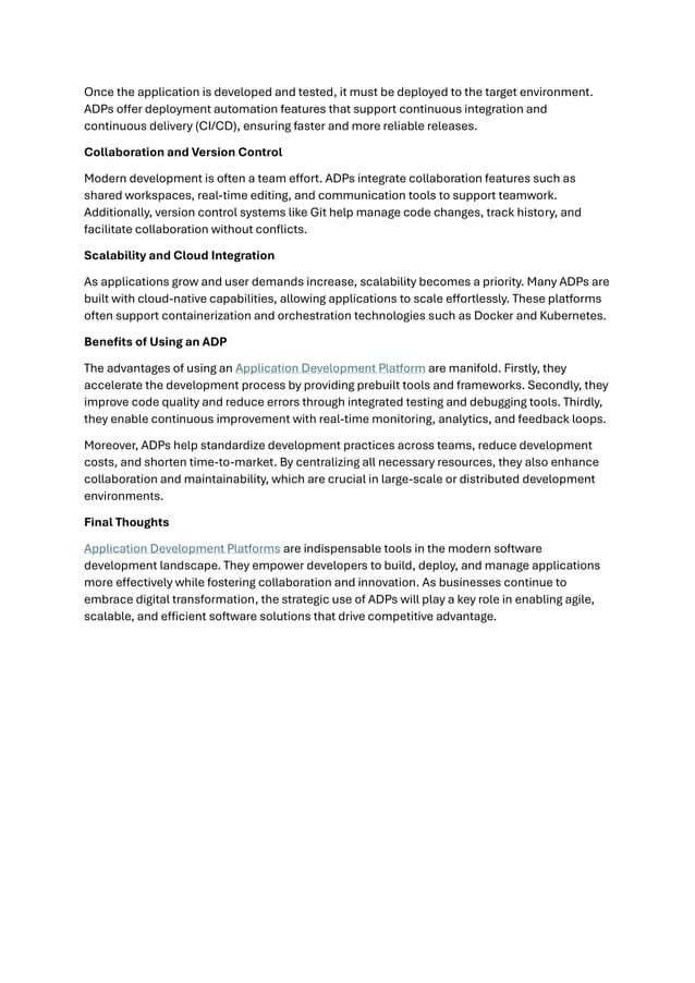 Build Smarter, Deploy Faster: The Power of Application Development Platforms | PDF