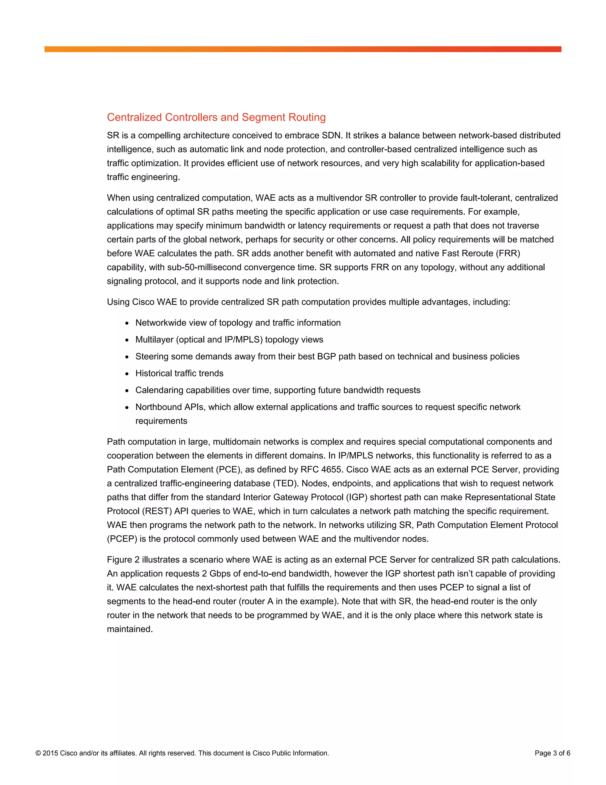 Application Engineered Routing Segment Routing And The Cisco Wan