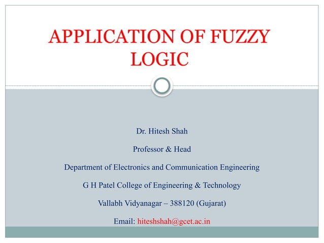 Application of Fuzzy logic Design 1 with | PPT