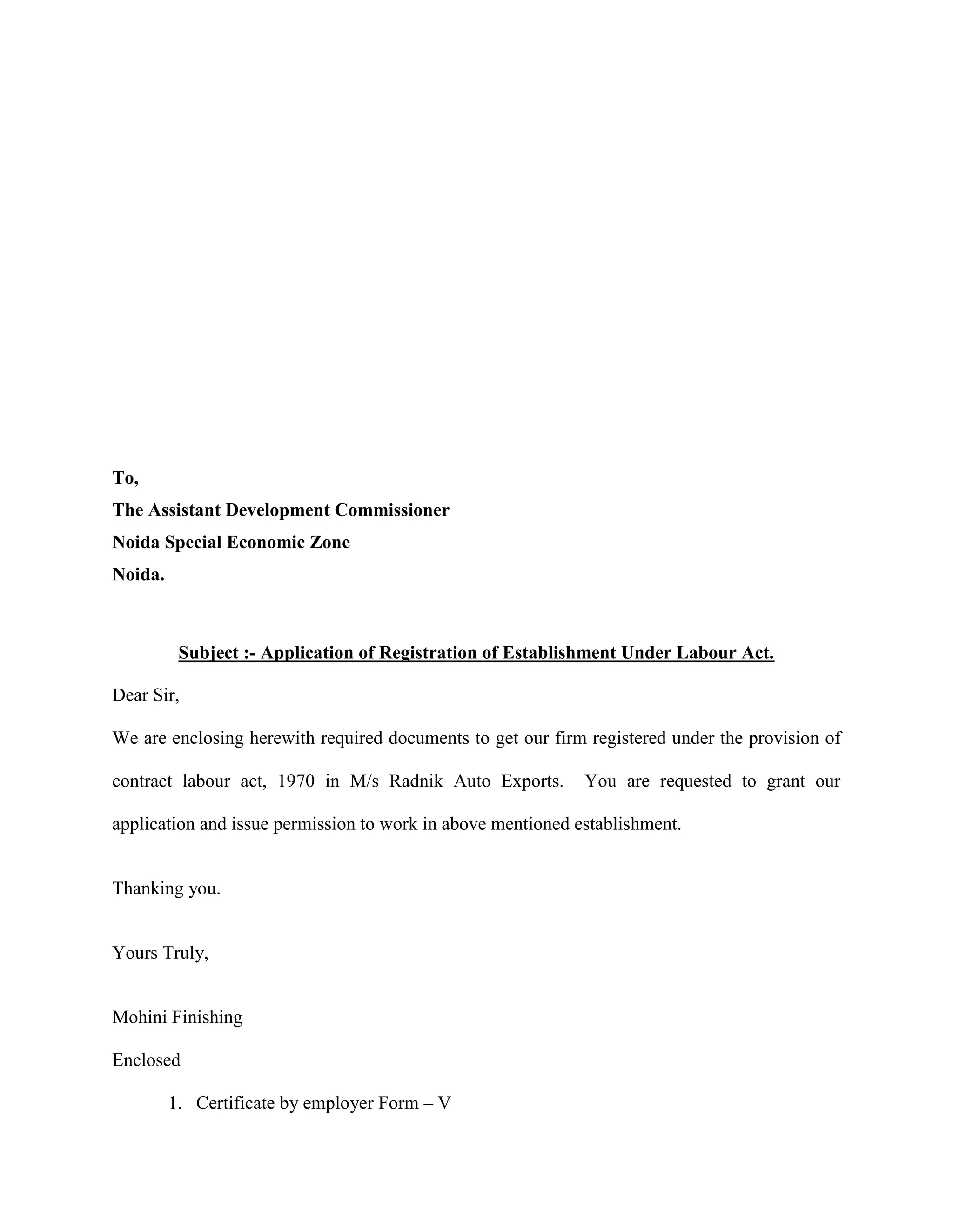 Application for contract labour license | DOCX