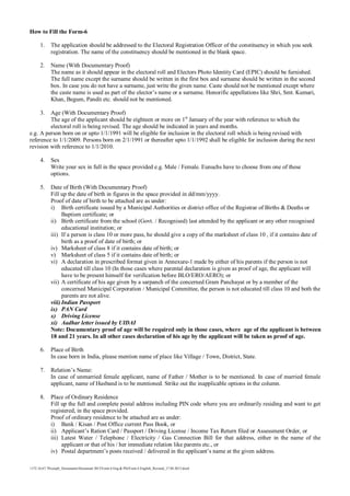 Application for inclusion of name in electoral roll(form6) | PDF