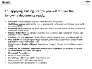 How to apply for a FMSCI Karting Licence? | PPTX