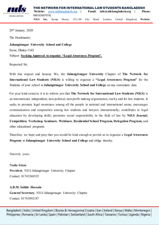 Application for Legal Awareness Program NILS JU Chapter | DOCX | Legal ...